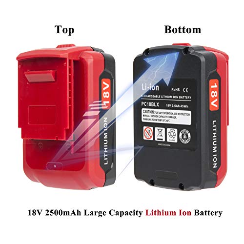 Cell9102 Replacement Porter Cable 18V Battery and Charger Starter Kit, PC18B Lithium Battery and Charger PCXMVC Compatible with Porter Cable 18V Cordless Power Tools,Capacity Output 2.0Ah