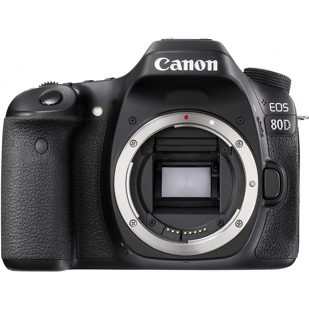 Canon EOS 80D DSLR Camera (Body Only) (1263C004) + 64GB Memory Card + Case + Card Reader + Flex Tripod + Hand Strap + Cap Keeper + Memory Wallet + Cleaning Kit (Renewed)
