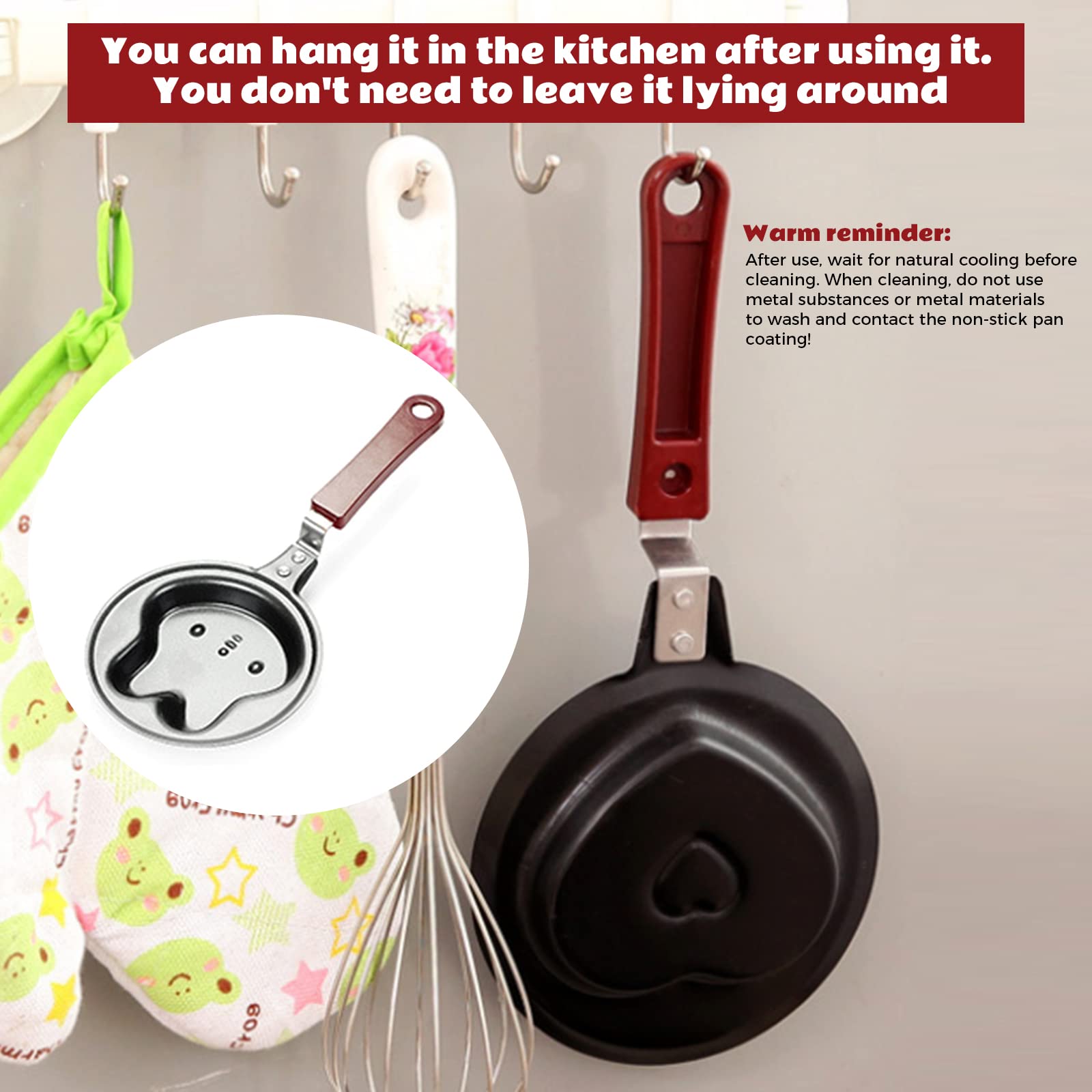 Elvaesther 4pcs Pancake Pans, Pancake Maker, Pancake Shaper for Kids, Cute Breakfast Frying Pans Multipurpose Non-Stick Omelette Pan Egg Frying Pan Mini Egg Pancake Frying Pan
