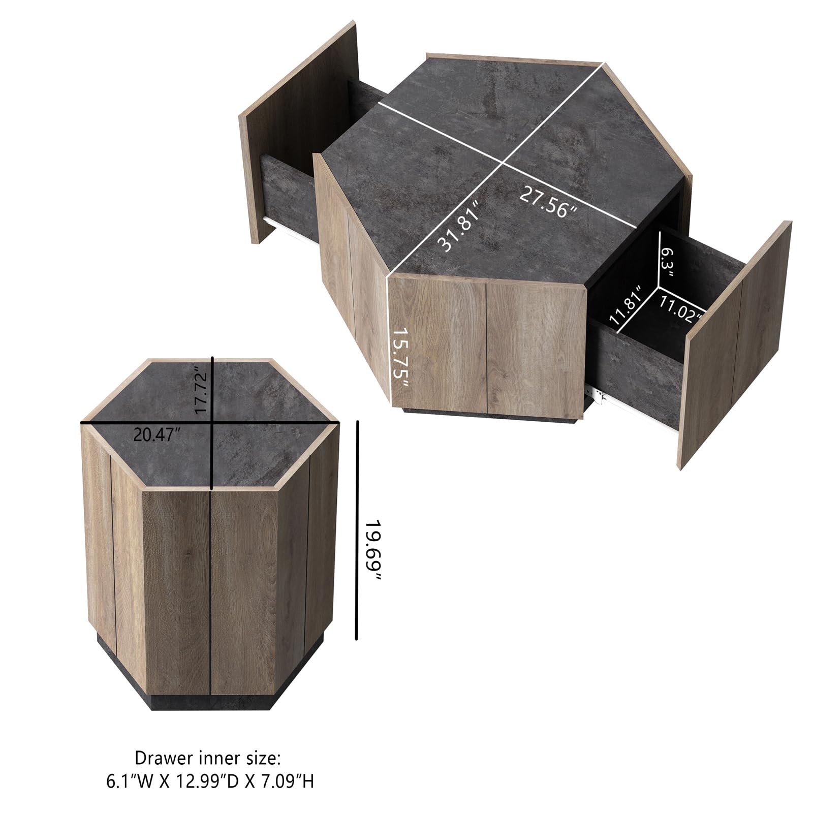DREAMODERN Round Nesting Coffee Table Set of 2, Modern MDF Finish Pedestal Side Table Accent End Table for Living Room Small Space - Black