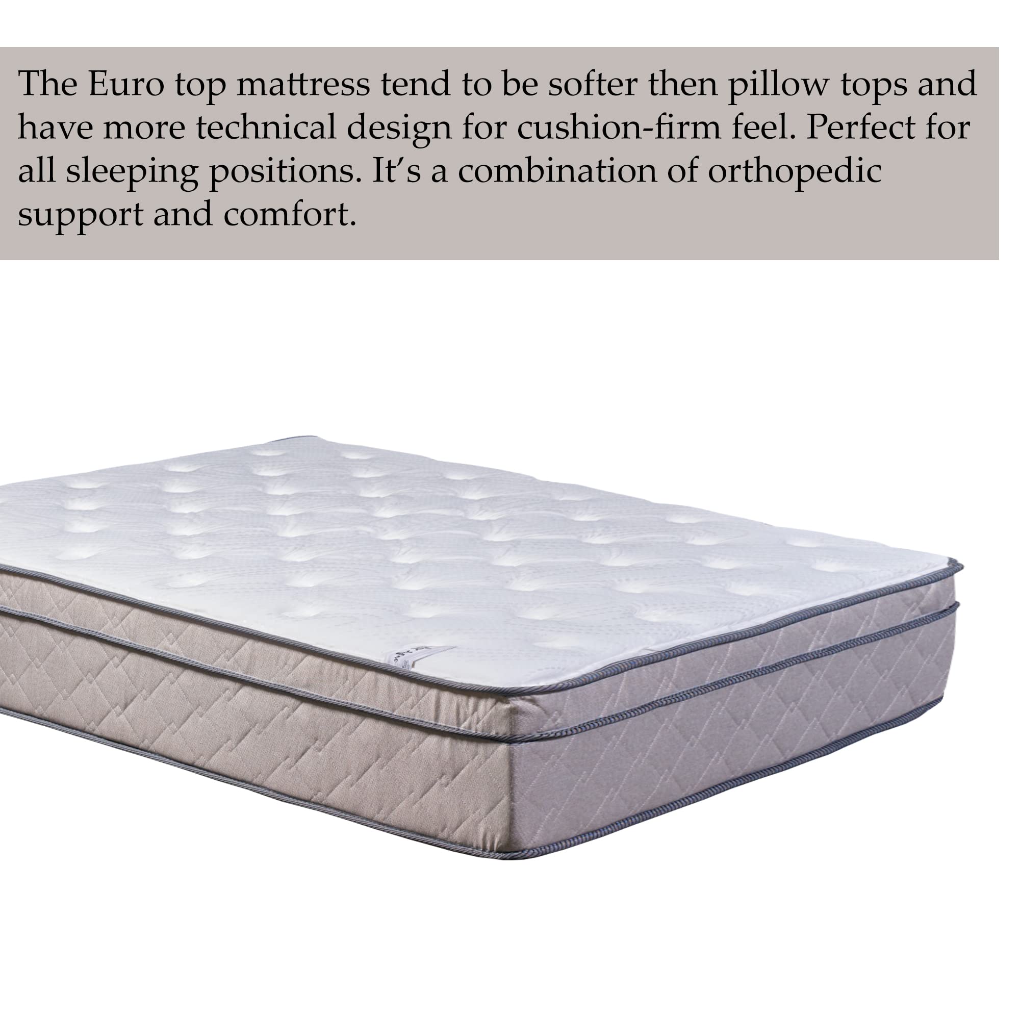 Greaton Soft Encased Hybrid Eurotop Pillowtop Memory Foam Gel Innerspring Fully Assembled Mattress, Good for The Back, Full XL, Black