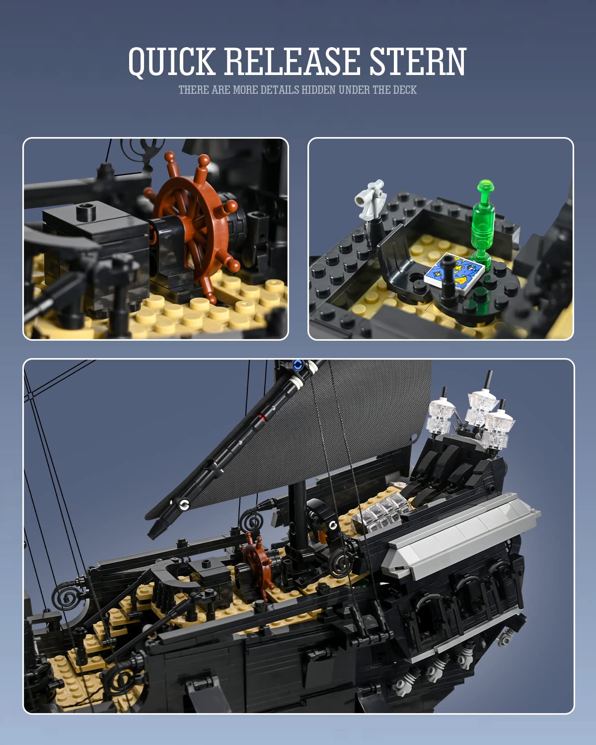Nifeliz Black Skull Pirates Ship Building Blocks Kits, Model Set and Assembly Toy for Teens and Adult, Makes a Great Gift for People who Like Creative Play and Adventures, New 2023 (3423Pcs)
