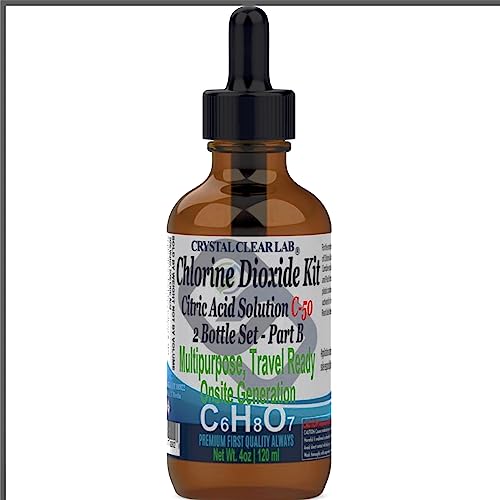 Crystal Clear Lab Chlorine Dioxide Kit - 4oz Citric Acid, Solution, 2 Bottles (8 oz)