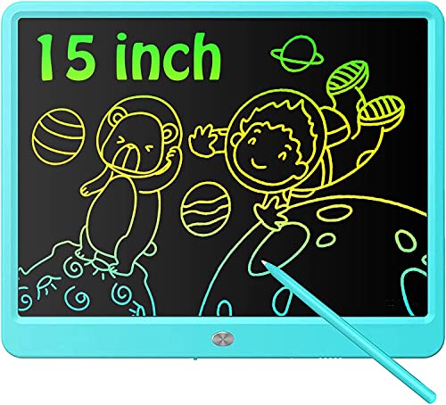 Deecam LCD Writing Tablet Doodle Board, 15inch Large Screen Drawing Pad, Electronic Graphics Tablet Doodle and Scribbler Board Toy Sketch Board Drawing Pad for Kids Boys Girls Adults (Blue)