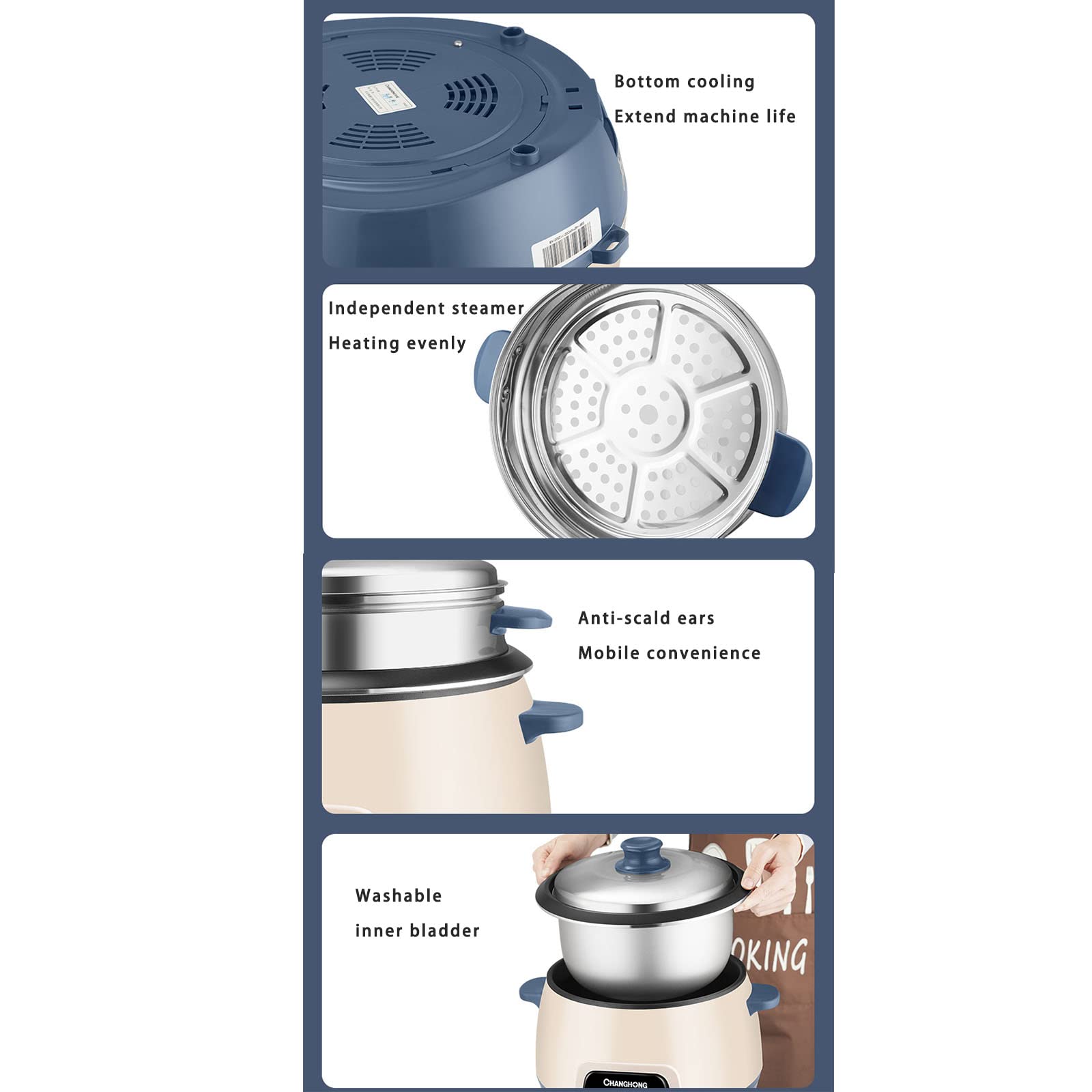 BJHYN 3L/4L Household Multicooker Rice Cooker Automatic Keep Warm Function Non-Stick Coating is Easy to Clean Slow Cooker, Steamer, Saute, Stewpot