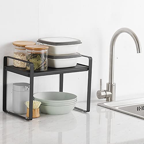 Kitchen Shelf, Large loadbearing Cabinet Shelf Stand Multifunction for Office Kitchen Bathroom 21 * 51cm Long Black Carbon Steel