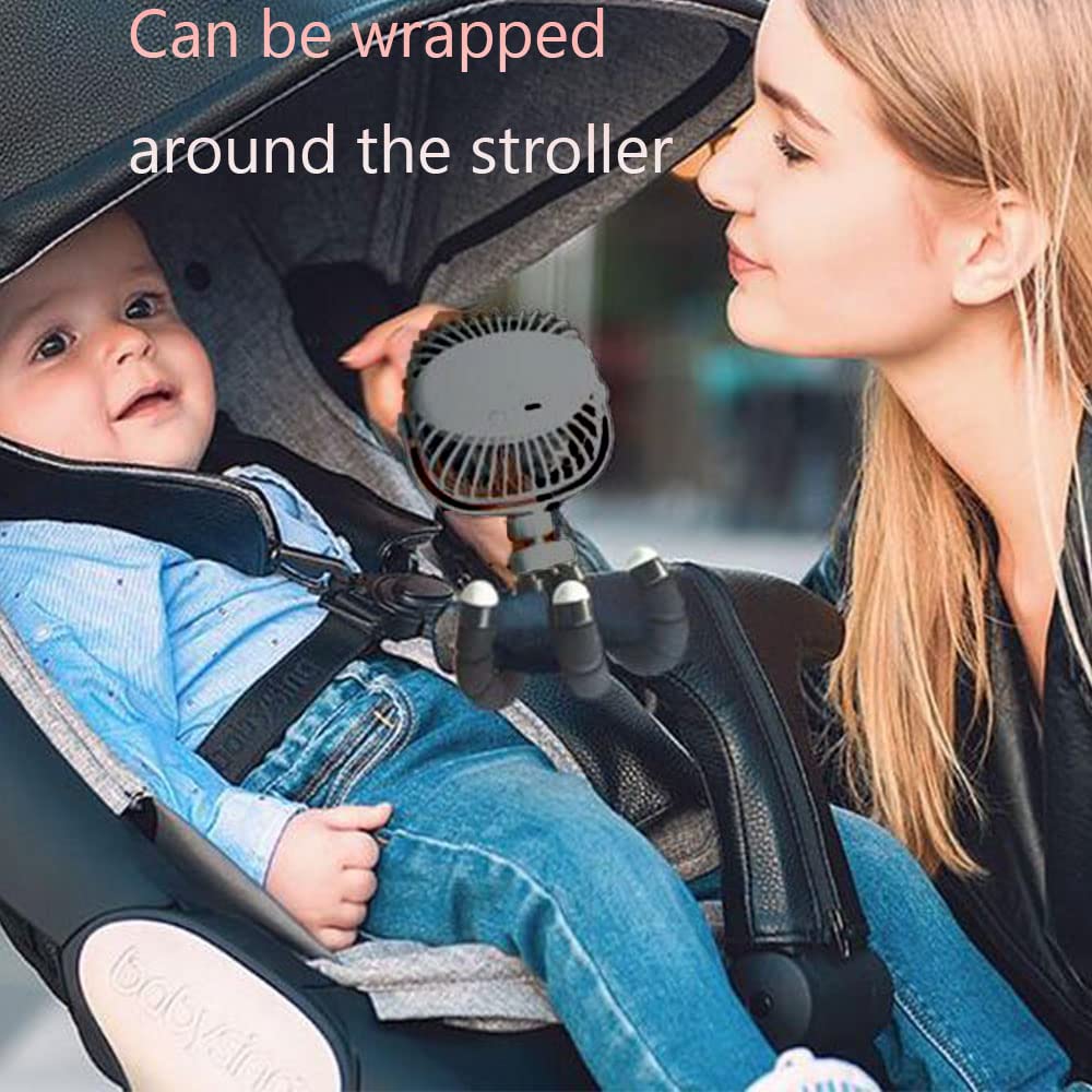 ceyoom Portable Stroller Fan, Mini Handheld USB Fan with Flexible Tripod Fix on Stroller, Battery Powered Personal Fans for Baby Stroller and Car Seat,Stroller Clip On Fan Travel Accessories