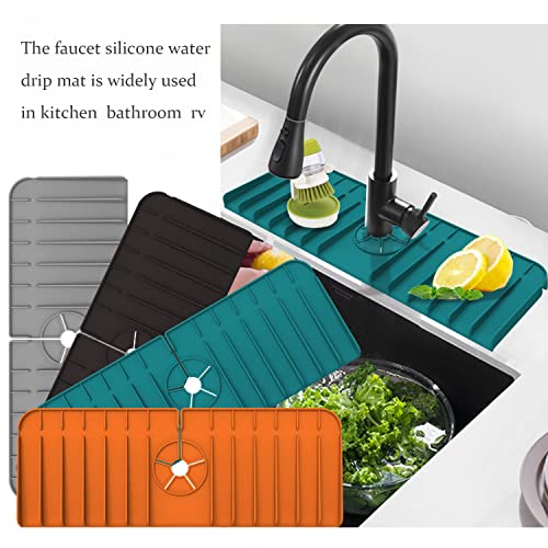 Kitchen Sink Splash Guard,Silicone Faucet Mat for Kitchen Sink,Sink Draining Pad Behind Faucet ,Drip Protector for Kitchen for Kitchen Bathroom Farmhouse (Gray)