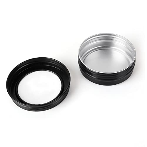DAJAVE 30 Pack 2 Ounce Round Tin Cans, Black Round Tins Screw Lids Tin Cans with Clear Window, Metal Tin Containers Empty Tin Cans for Storing Spices, Candies, Candles, Gifts
