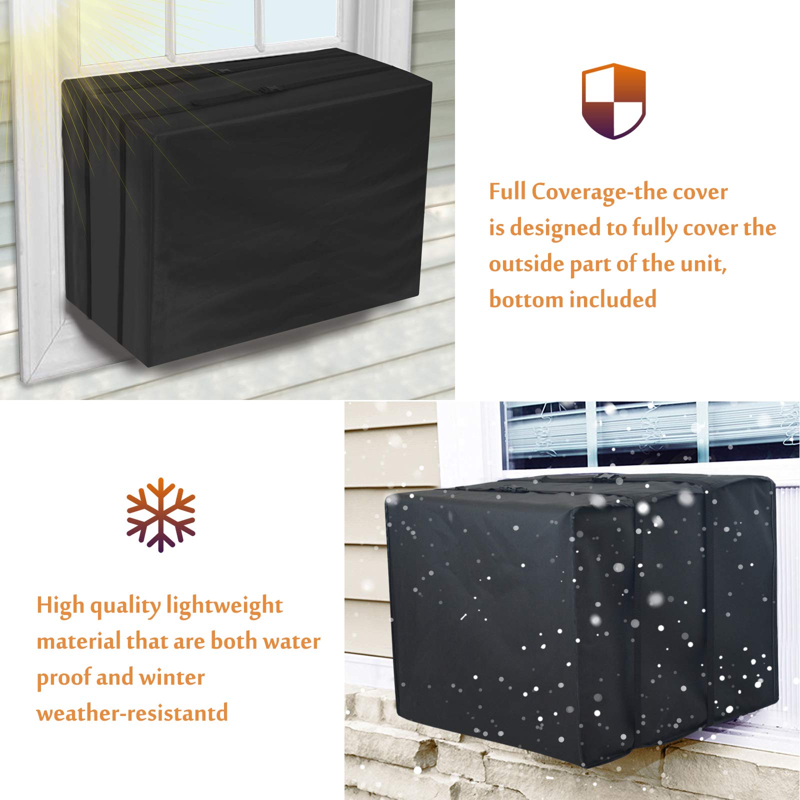 Foozet Window Air Conditioner Cover for Outside Unit, 27"W x 23"D x 18"H inches, Large, 420D