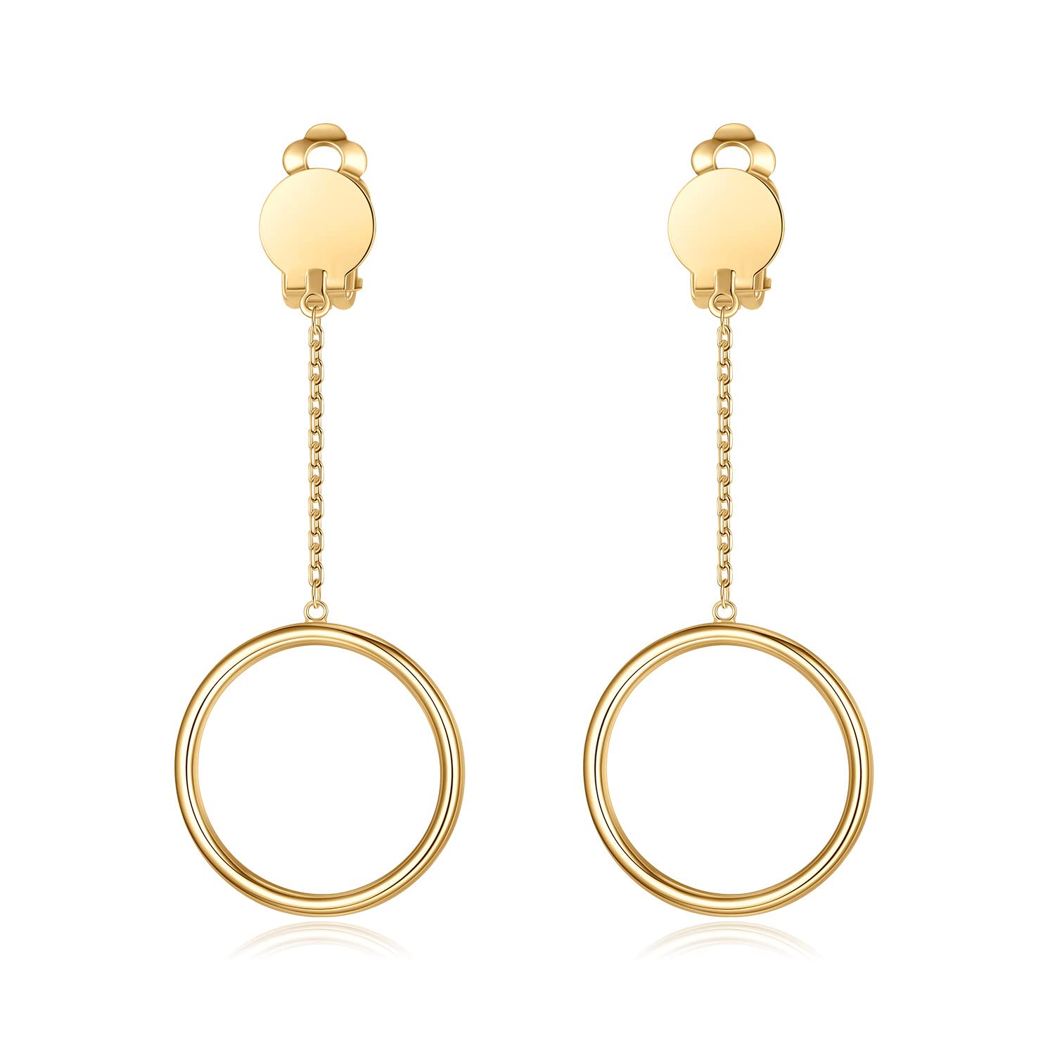 BIRSTONE Women 1 inch Hoop Dangle Style Clip On Earrings for No Pierced Ears