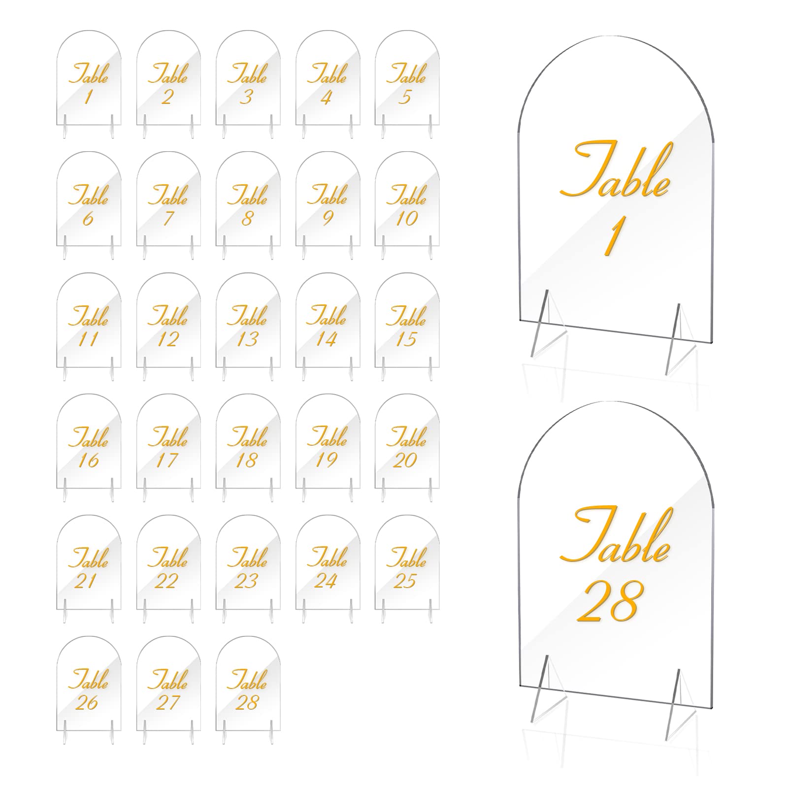 Wedding Table Numbers, MIUYFcai 28 pcs Acrylic Table Numbers for Wedding 4x6 Inch, Sign and Holder, Perfect for Wedding, Reception, Centerpiece Decoration, Event, Party