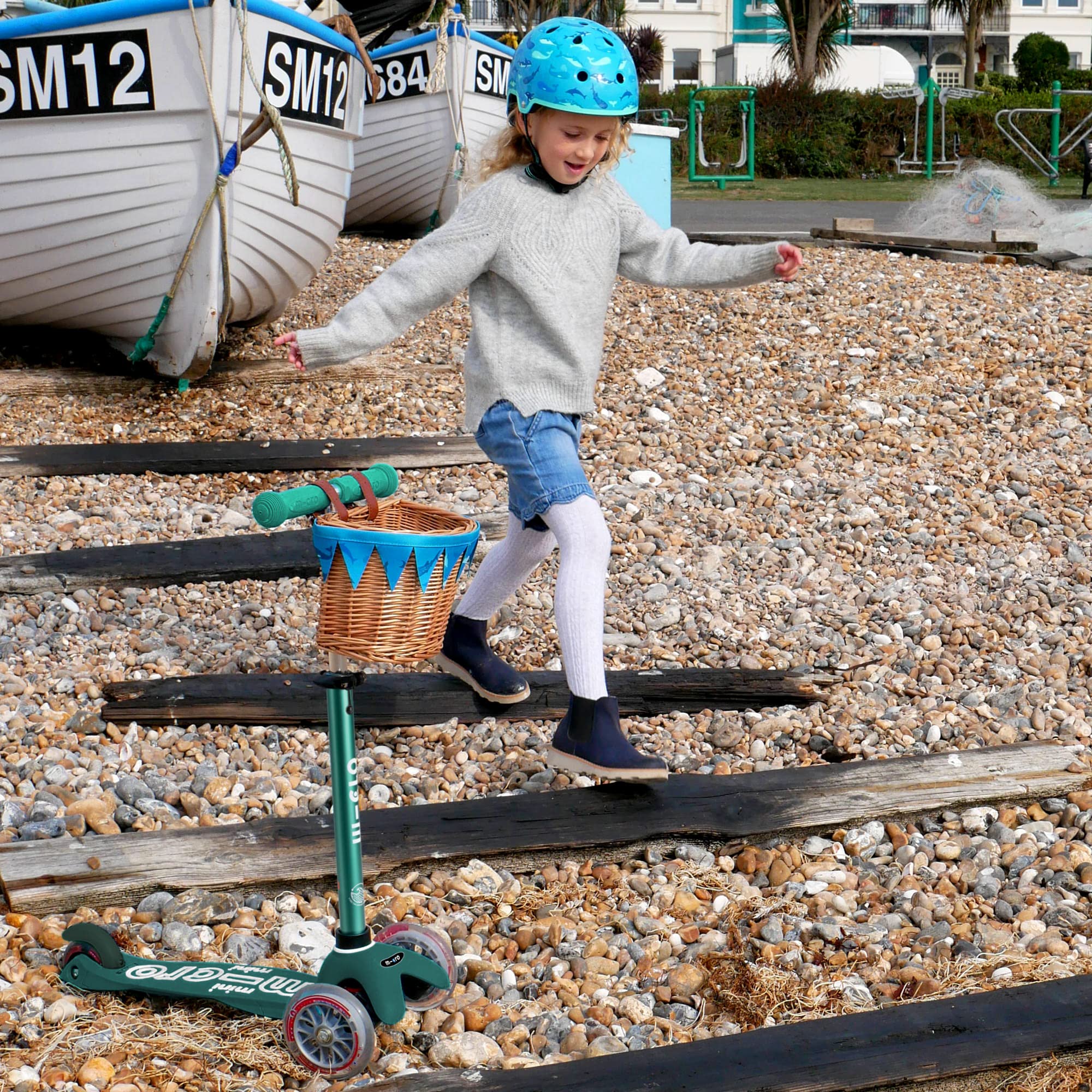 Micro Kickboard - Mini Deluxe Eco, 3-Wheeled, Lean-to-Steer, Swiss-Designed Micro Scooter Made with Recycled and Sustainable Materials, for Preschool Kids, Ages 2-5 (Dark Green)