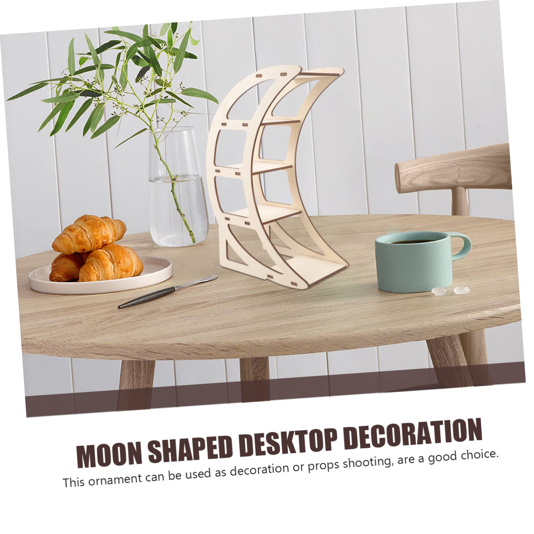 EXCEART 2pcs Moon Storage Rack Nail Polish Display Stand Floating Shelves Makeup Organizer Moon Ornament Jewelry Storage Small Cupcake Stand Accessory Tray Home Decor Wooden Shelf