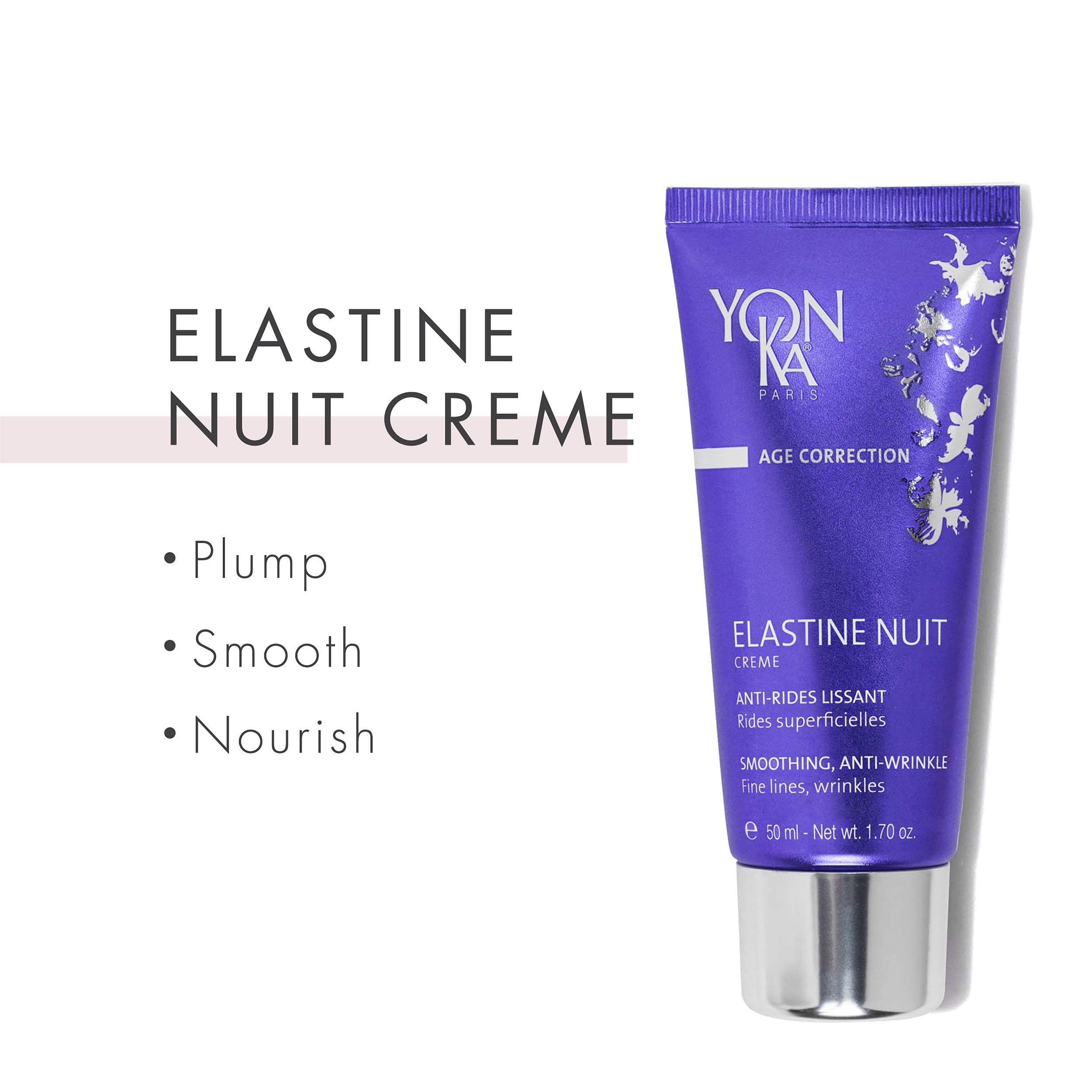Yon-Ka Elastine Nuit Anti-Wrinkle Night Cream (50ml) Anti Aging Facial Moisturizer and Eye Cream, Soften Fine Lines and Wrinkles with Vitamin C and Elastin Peptides, Paraben-Free