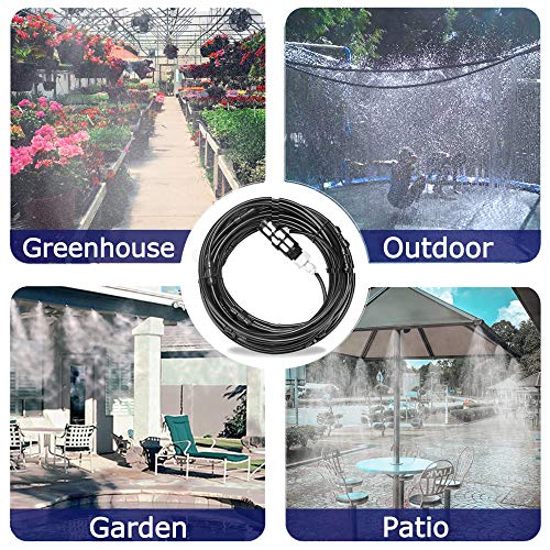 CozyCabin Outdoor Misting Cooling System with Pump - 40ft (12m) Misting Line with Filter + 6 Brass Mist Nozzles (3/4") for Patio Garden Greenhouse Watering Distribution System (12m (40ft))