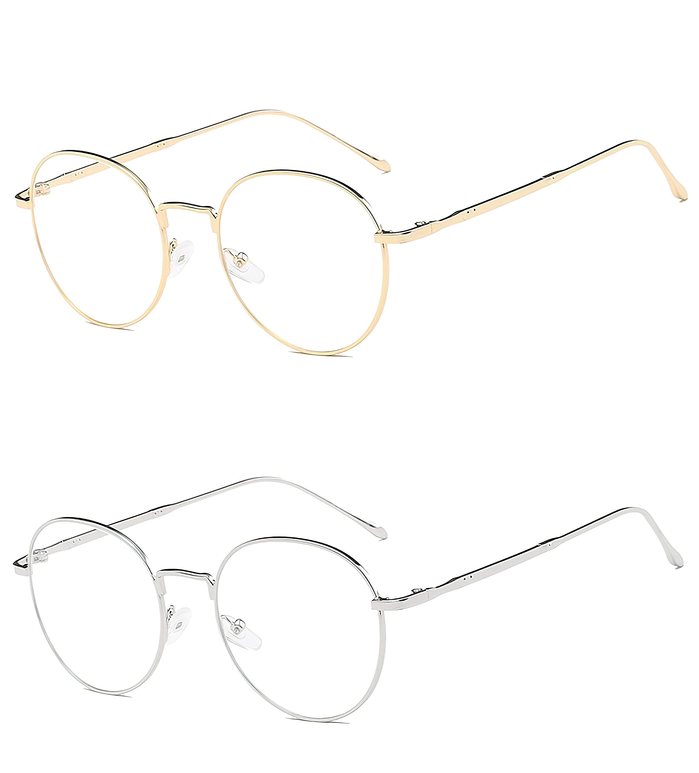 Blue Light Blocking Glasses Women Vintage Metal Round Rim Frame Retro Eyeglasses Women Men