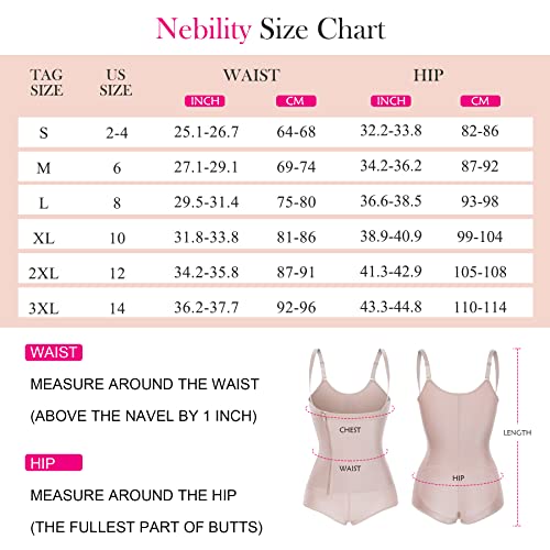 Nebility Bodysuit for Women Slim Waist Trainer with Full Body Zipper Latex Shapewear with Open Bust Corset (Medium,Beige)
