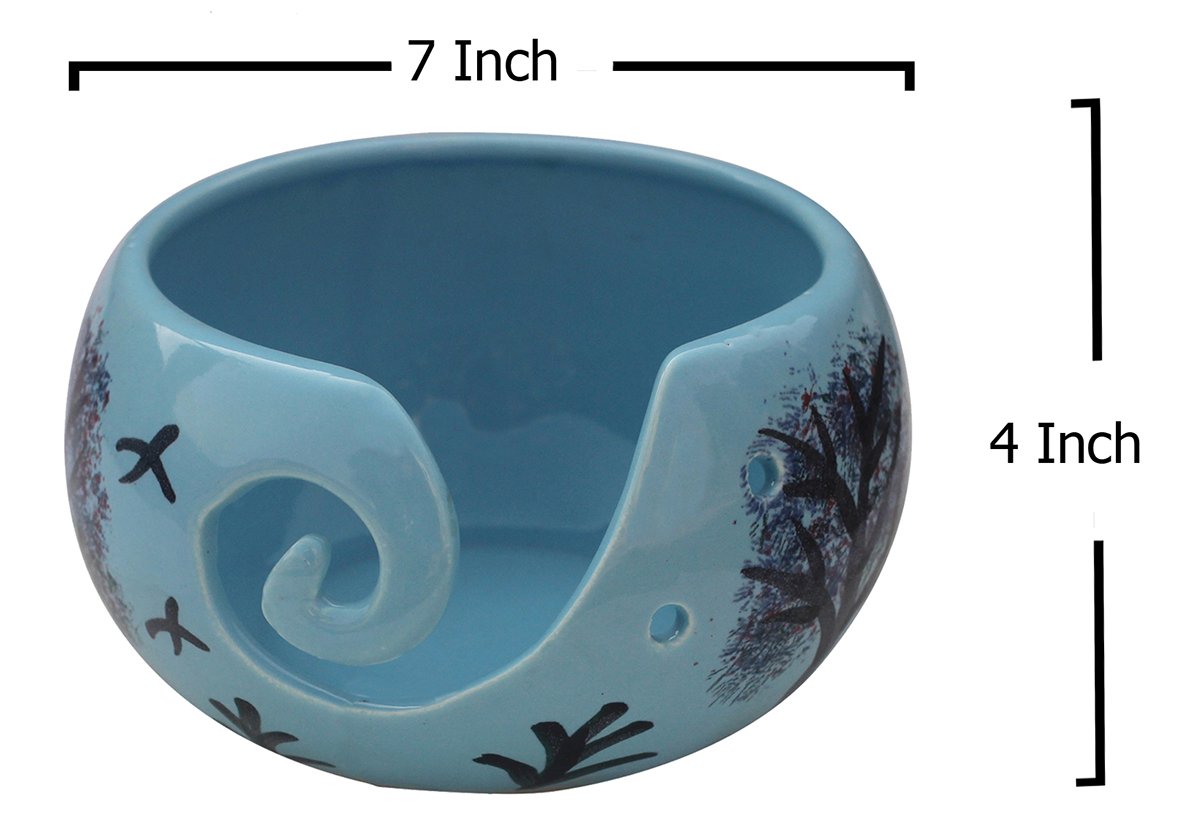 for Mom: 7-Inch Ceramic Yarn Bowl for Crocheting β Tangle-Free Knitting with Smooth Spiral Outlet by Abhandicrafts