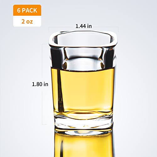 PARACITY Set of 2, Cool Shot Glasses with Heavy Base, Liquid Small Shot Glasses for Espresso Coffee Whiskey Vodka, Gift for Men, 2oz/60ml