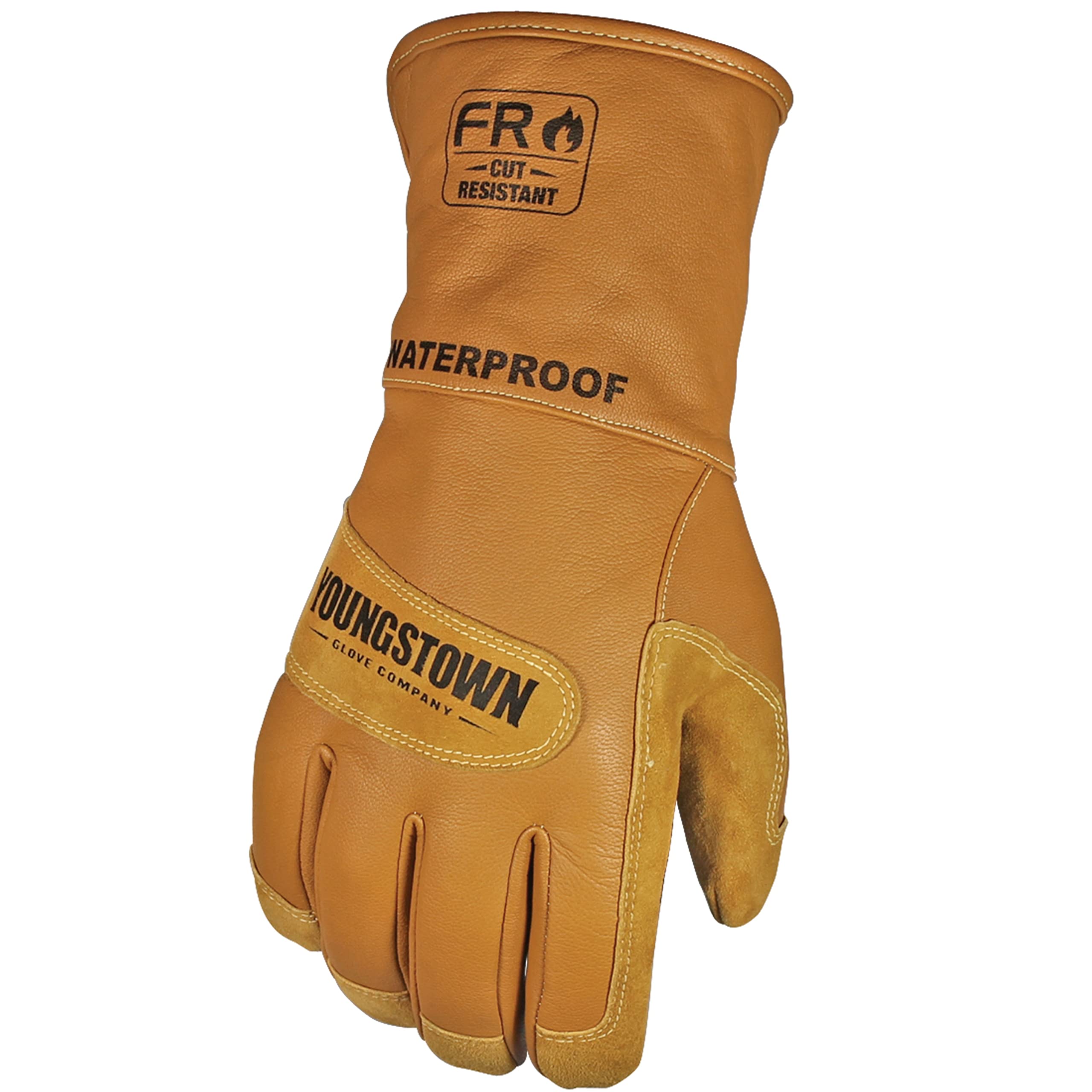 Youngstown Glove 11-3285-60-L Flame Resistant Waterproof Leather Utility Lined with Kevlar Gloves, Large