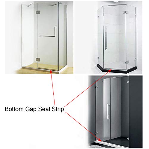 Cozylkx Frameless Shower Door Bottom Seal with Drip Rail 1/4" Thick Glass 27.5" Long Sweep - Glass Door Seal Strip Stop Shower Leaks
