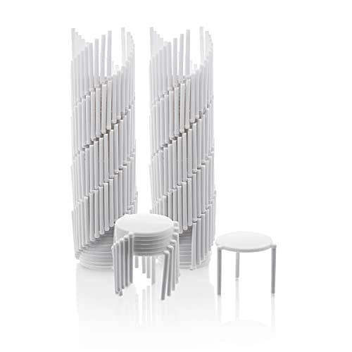 Party Essentials Disposable Plastic Pizza Stands/Savers/Tripod Stacker/Catering Boxes and Food Take Out, Pack of 200, White