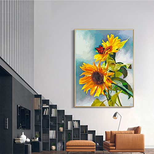 Hlison DIY Paint by Number for Adults, DIY Sunflower Paint by Number on Canvas, Easy Adult Paint by Number for Kids Beginner, Home Wall Decor 16โx20โ