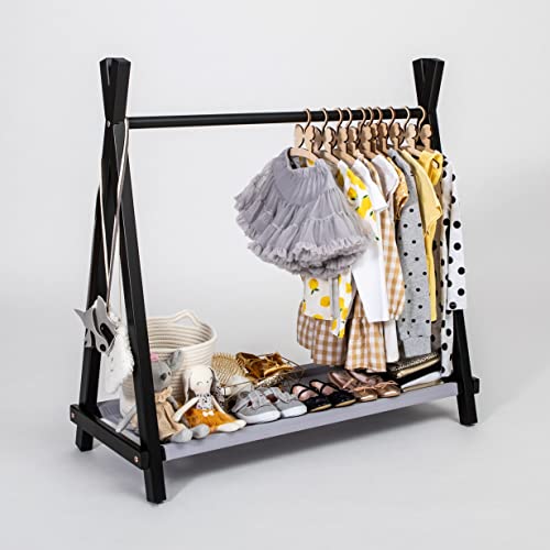 Children wardrobe, Montessori Teepee Style Clothing Rack with Storage, Shop display rack