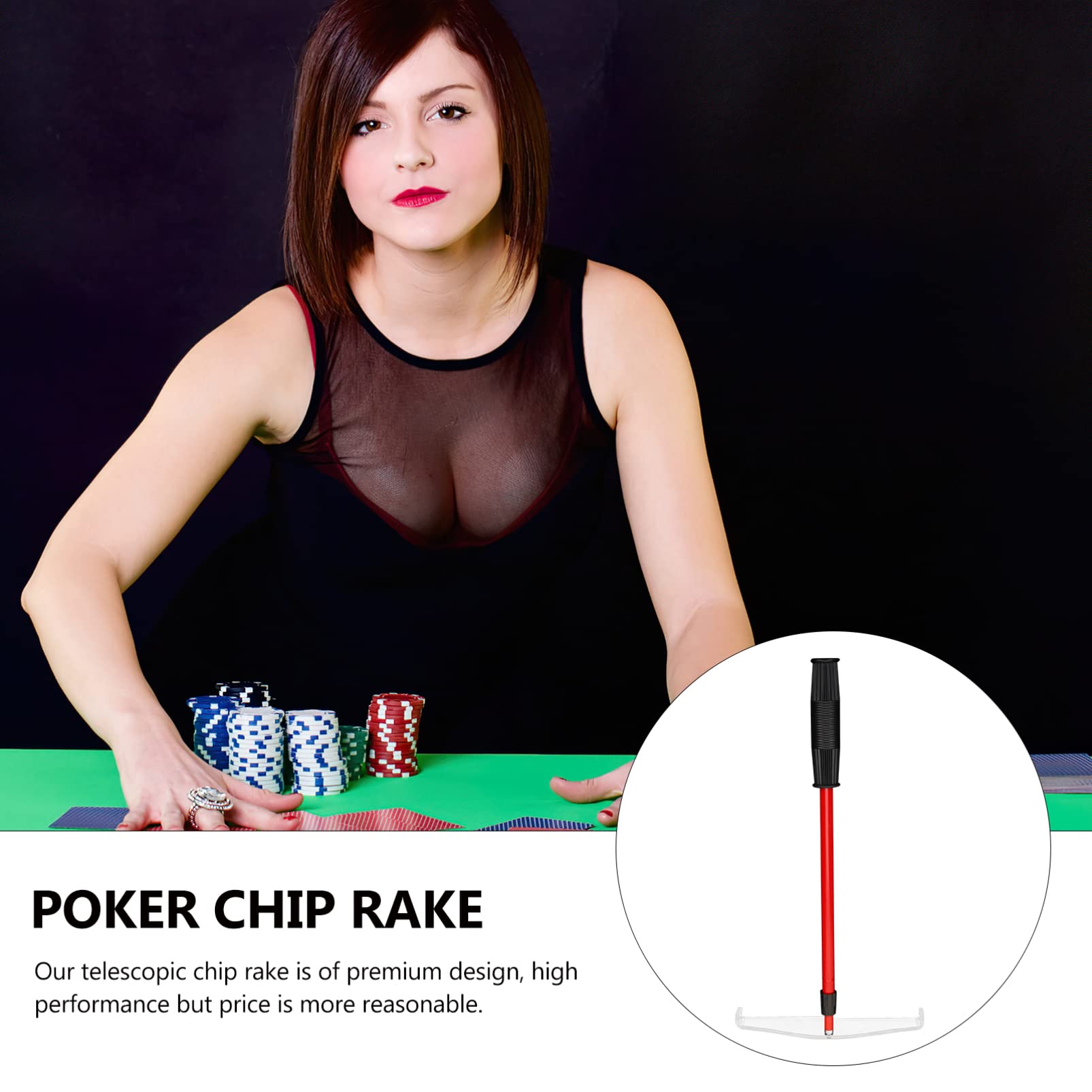 Cabilock Poker Chips Bingo Chips Wand Poker Chip Tray Dice Chips Rake Collector Rake Game Chips Collecting Rod Accessory Rake Chip Tray Metal Dice Metal Dice