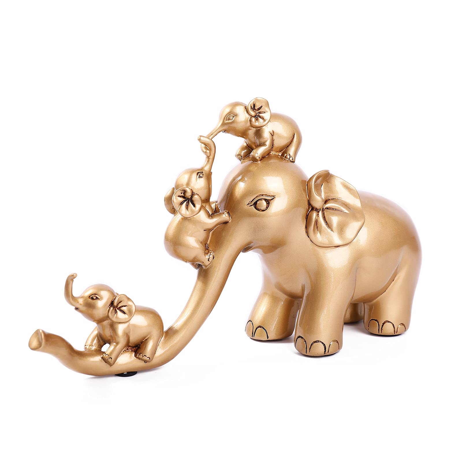RahTune Elephant Statue, Elephant Figurines, Elephant Home Decor, Decorations for Home (Gold)