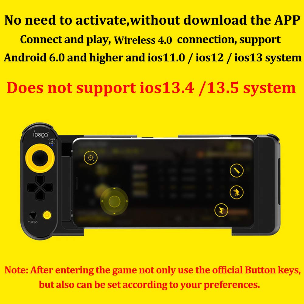IPGEA PG-9167 Mobile Controller, Wireless 4.0 Gamepad Joystick Telescopic Game Controller Compatible Galaxy S10/S10 & Galaxy A51 Note 9 Phone XR XS Phone 11 Most iOS/Android Smart Phone Tablet PC