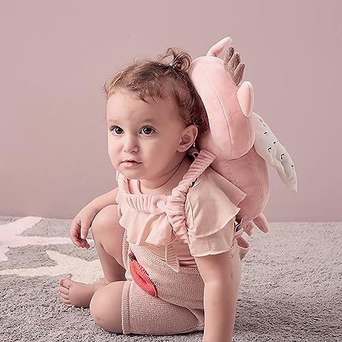 Bebamour Baby Walkers Protective Toddler Adjustable Baby Head Protection Safety Pad Backpack Wear for Crawling (Pink-Pig, Pig)