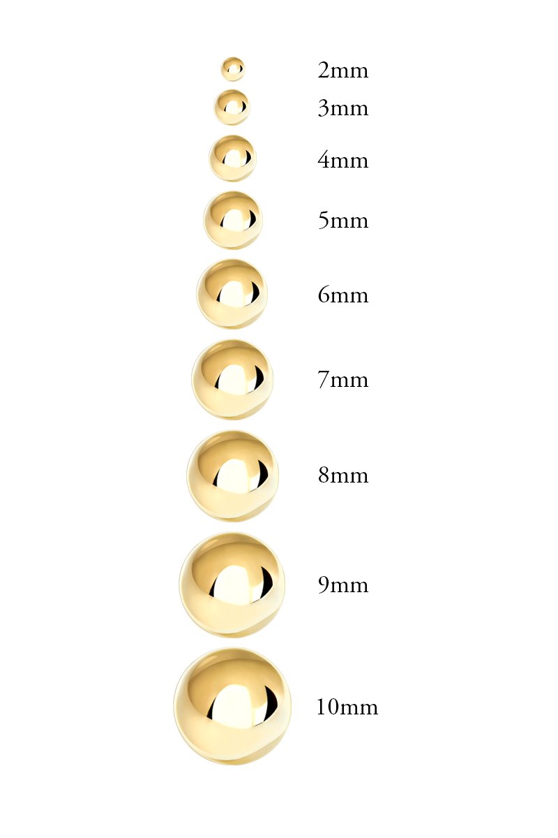 Honolulu Jewelry Company 14K Real Yellow Gold Polished Round Ball Stud Earrings (8mm - Yellow Gold)