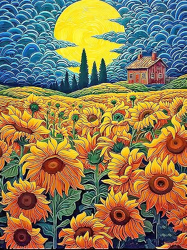 DOTSOPS Sunflower Diamond Painting DIY Diamond Painting Kits 5D Art for Adults Art Glitter Suitable Kids Home Wall Fall Decor Gifts of Crystal Rhinestone Embroidery Craft Autumn Drawing 12x16inch