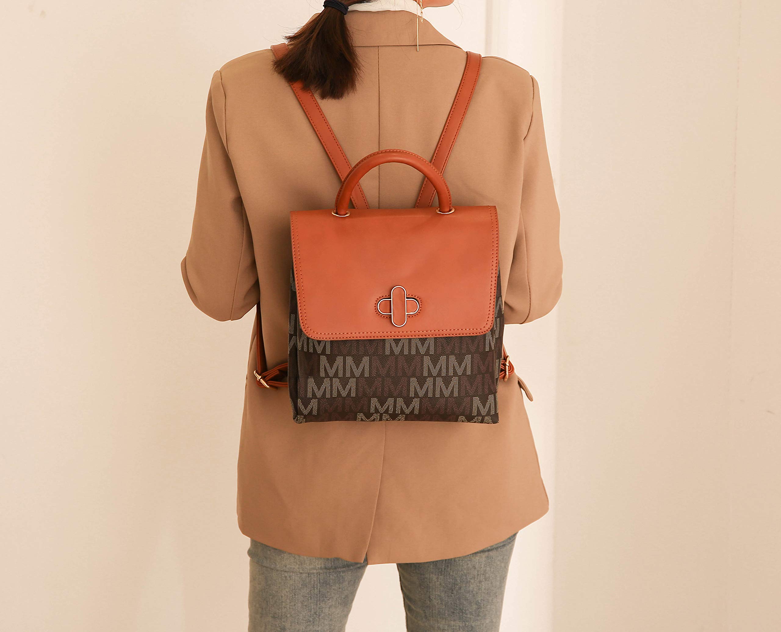 MKF Collection Travel Backpack for Women, Vegan Leather Carry on Backpack Top-Handle Ladies Fashion Bookbag