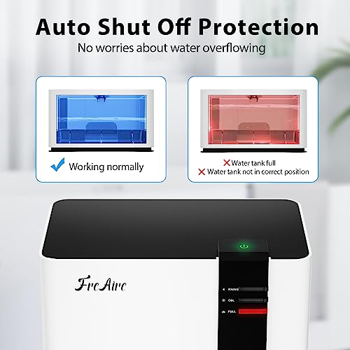 FreAire Dehumidifier for Home Room, 88 OZ Water Tank, (up to 650 sq.ft) Dehumidifiers for Basement Bathroom Bedroom Closet RV with Auto Shut Off, Colorful Lights