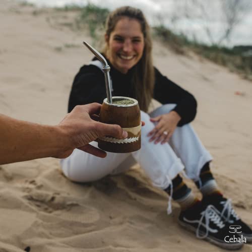Cebala | Premium yerba mate cup (Mate gourd set) - Uruguayan mate (torpedo mate style)- Includes nickel silver bombilla straw and calabash mate cup