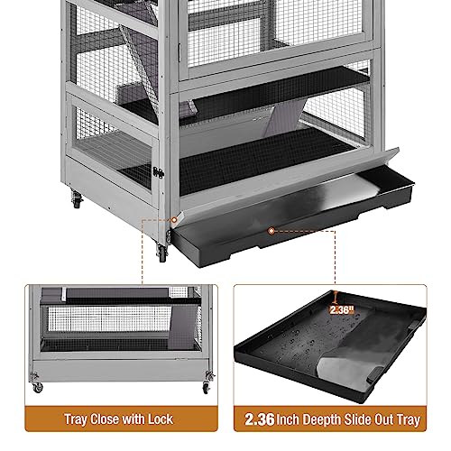Ferret Cage Chinchilla Cage Large 4 Levels Critter Nation Cage Perfect for Ferret,Chinchilla, Rat, Squirrel, Lizard and Other Small Animal,Upgrade Anti-Chewing (Grey)