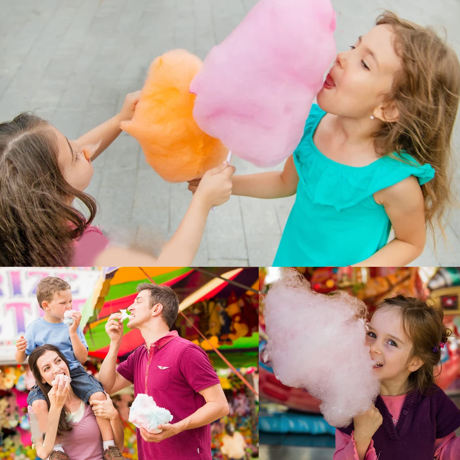 CR Party Cotton Candy Maker, Homemade Portable White Cotton Candy Machine for Kids Birthday Party Christmas Gift, White-S1