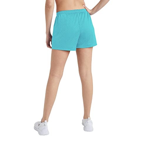 Champion Women's Pull, Loose, Athletic Mesh Shorts, 4", Light Sky Blue, Medium