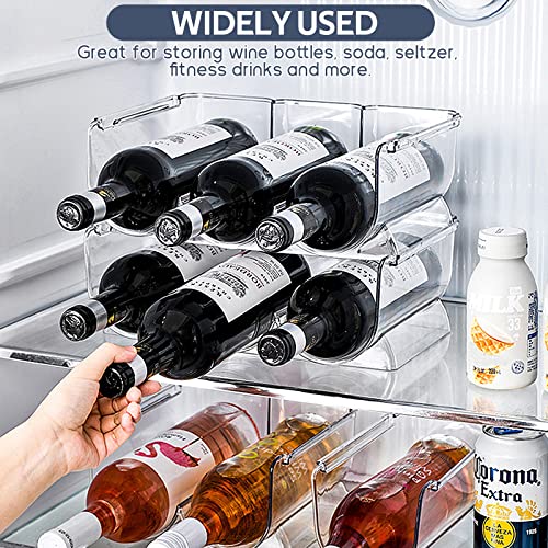 GELBEKUH 4 Pack Water Bottle Storage Stackable Water Bottle Organizer Water Bottle Rack, Soda pop, Sports Drinks, Wine, Bottle Holder for Kitchen, Cabinet, Countertop, Fridge (Clear)