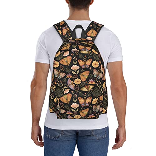 FREEHOTU Moth Butterfly Witchy Backpack For Men Women With Adjustable Padded Shoulder Straps Daypack For College Travel