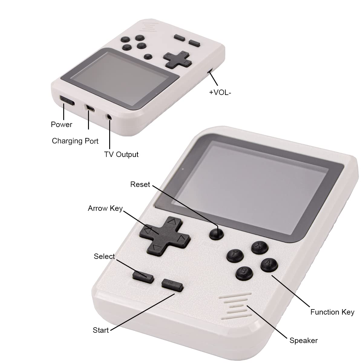 RFiotasy Handheld Game Console with 400 Classical FC Games Console 2.8-Inch Color Screen Support for TV Out , Christmas Birthday Presents for Kids, Adults (White)