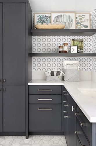 GloryTik 17.3" x 197"Gray and White Contact Paper Self Adhesive Removable Shelf Liners Peel and Stick Embossing Shelf Liners for Kitchen cabinets Drawer