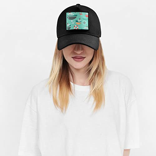 Boat Anchor Trucker Hat Black Hats for Men Woman Baseball Cap Fitted Snapback Hats Adjustable Strap Funny Hat
