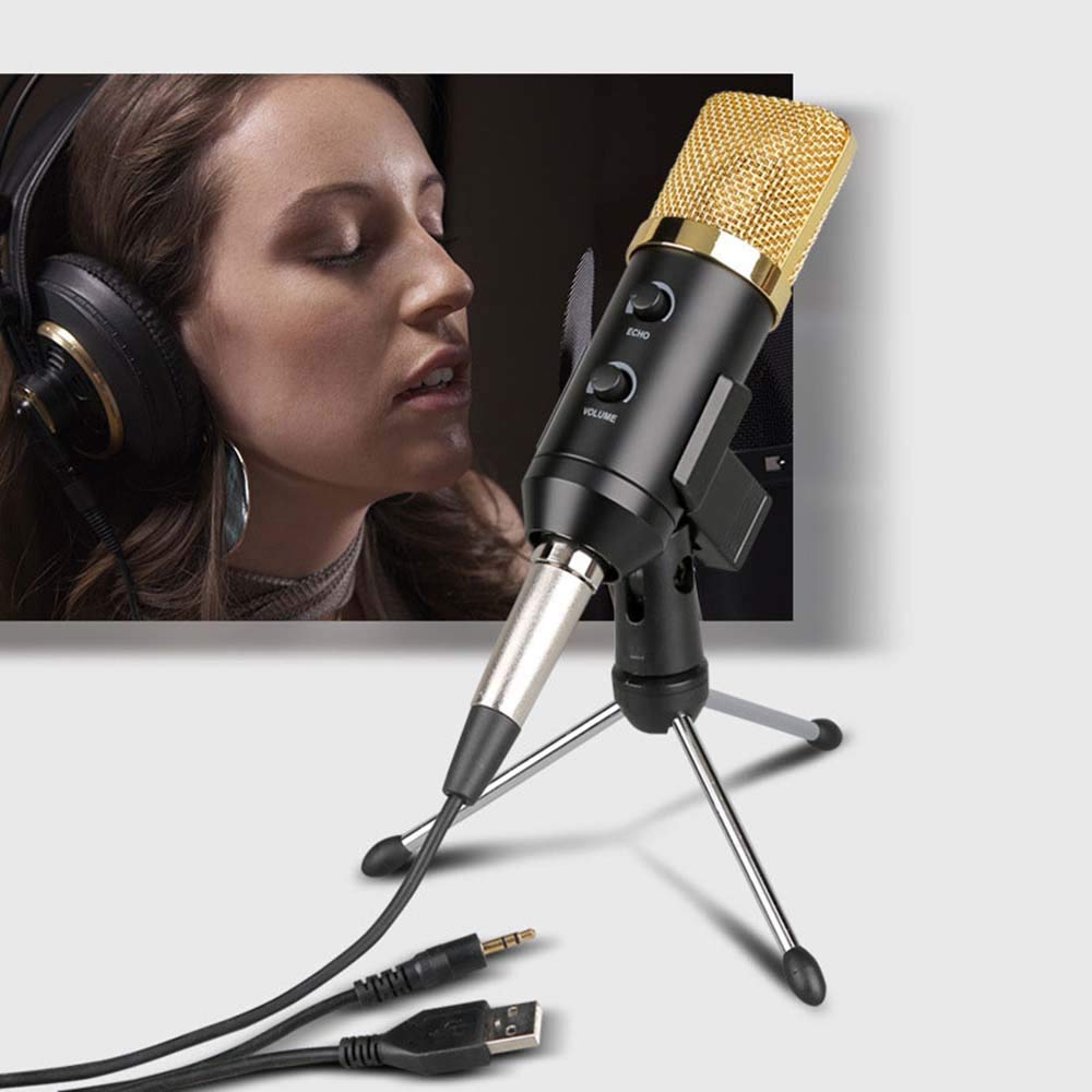 RICA-J Condenser Microphone, Cardioid Condenser Microphone, USB Microphone with Stand, 3.5mm Studio Condenser Mic with Shock Mount and Pop Filter