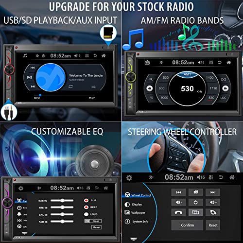 Double Din Car Stereo with Bluetooth: 7inch HD Car Multimedia Receiver β Car Audio MP5 Player | LCD Capacitive Touchscreen | Phonelink | Backup Camera | USB/SD/ AUX Input | AM FM Car Radio | SWC