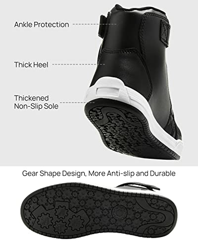 ILM Motorcycle Shoes for Men Black Waterproof Street Riding Protective Gear Breathable Powersport Anti-Slip Footwear with Ankle Support, Shift pad (Black,13)
