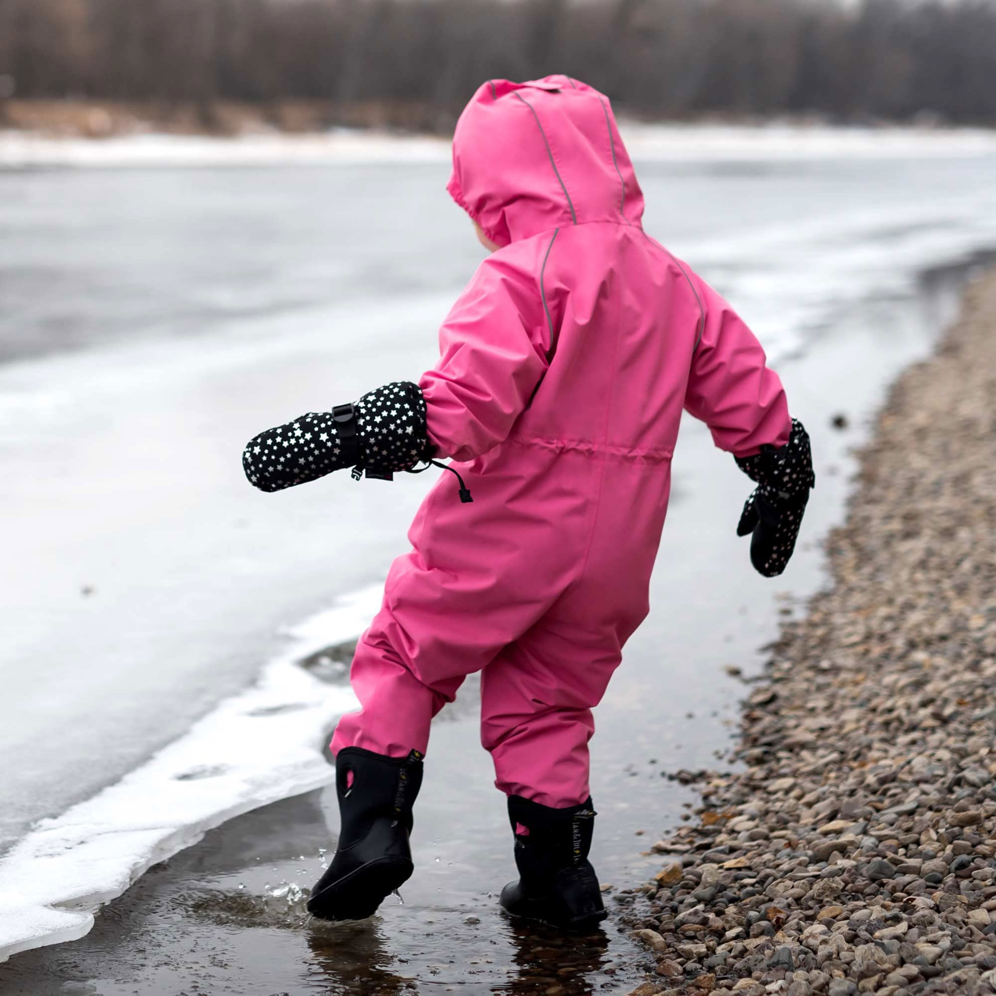 JAN & JUL Toddler Rain Suit for Baby Girls with Waterproof Shell (Puddle-Dry: Watermelon Pink, Size: 2 Years)